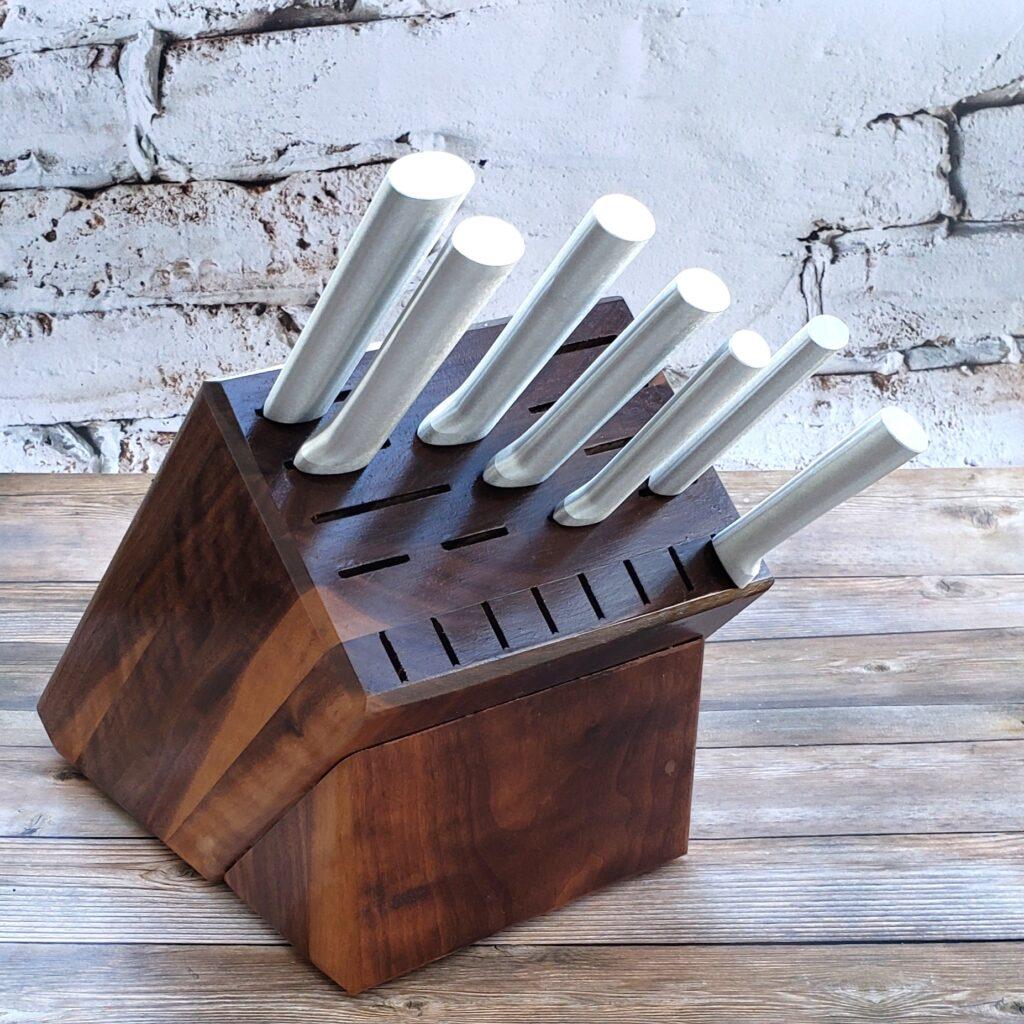 Curly Walnut Deluxe Knife Block Set – Rada Knife